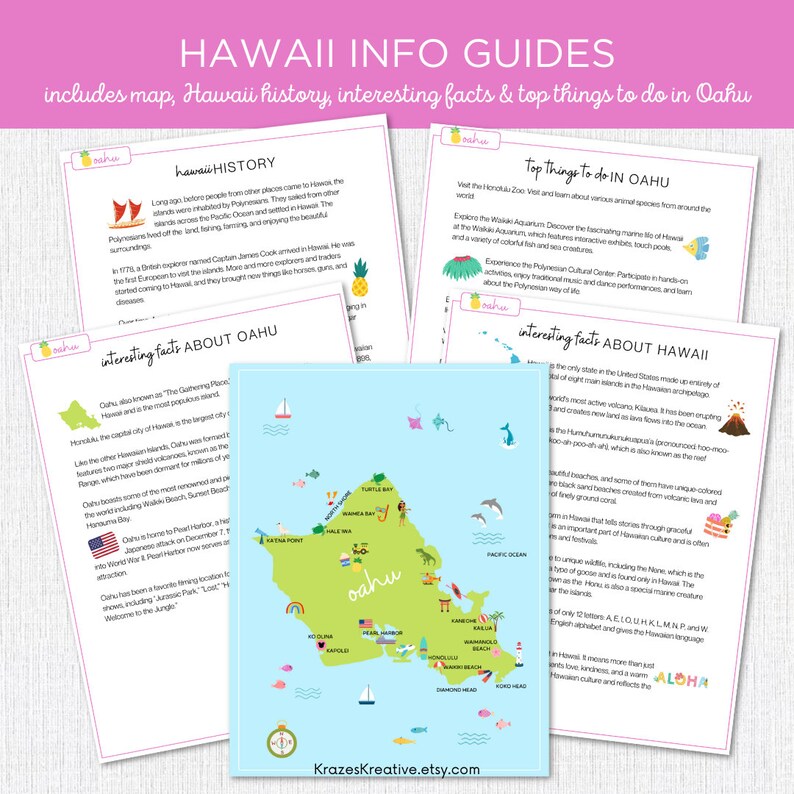 Oahu Hawaii Travel Journal for Kids and Teens Vacation Diary Printable ...