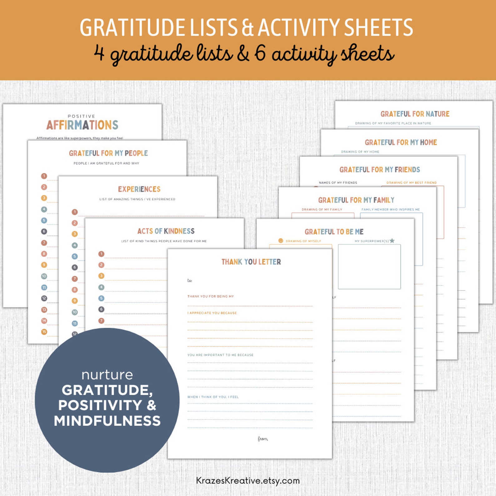 Gratitude Journal for Kids and Teens Mental Health Journal Printable ...