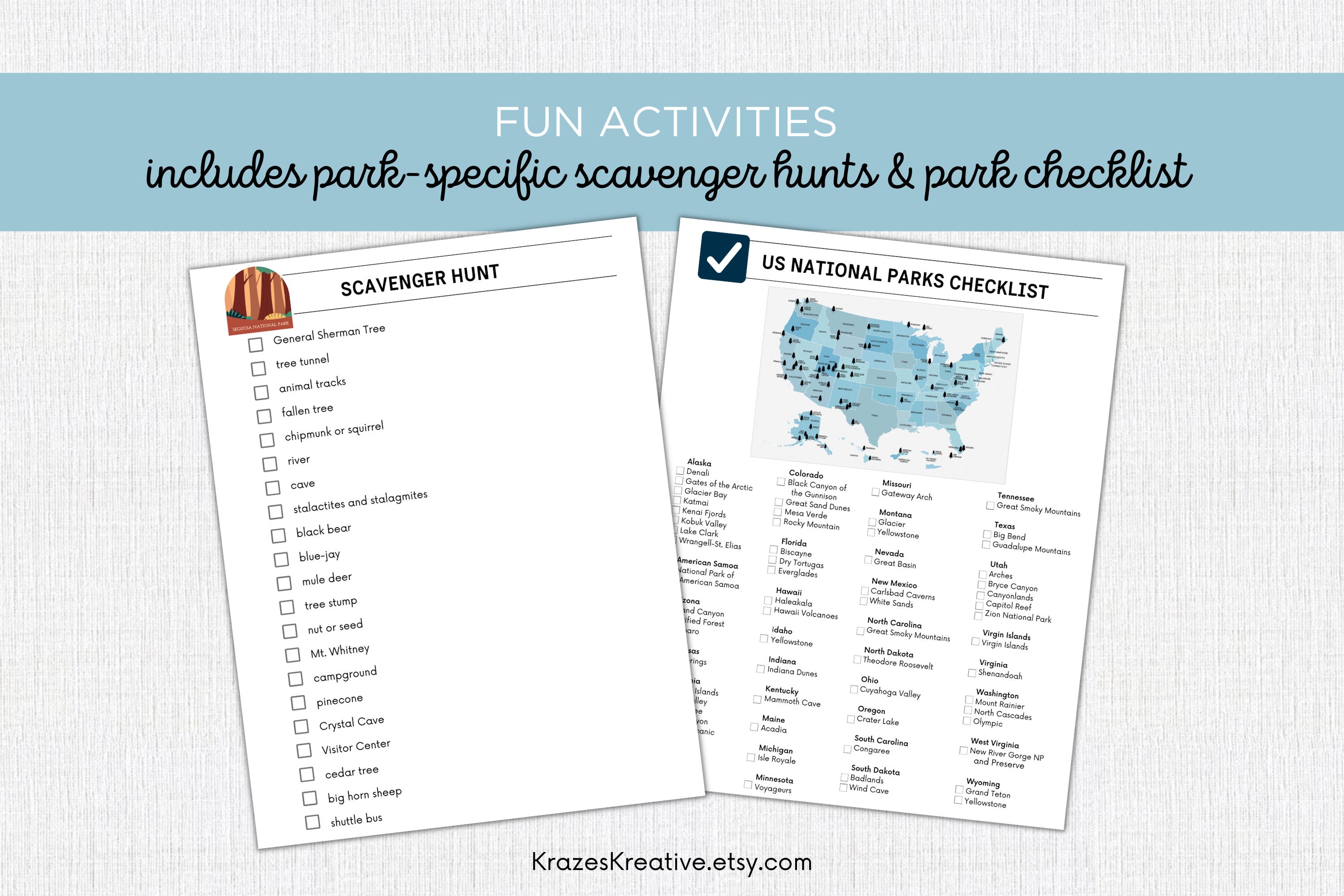 California National Parks Printable Kids Vacation Travel Activity ...