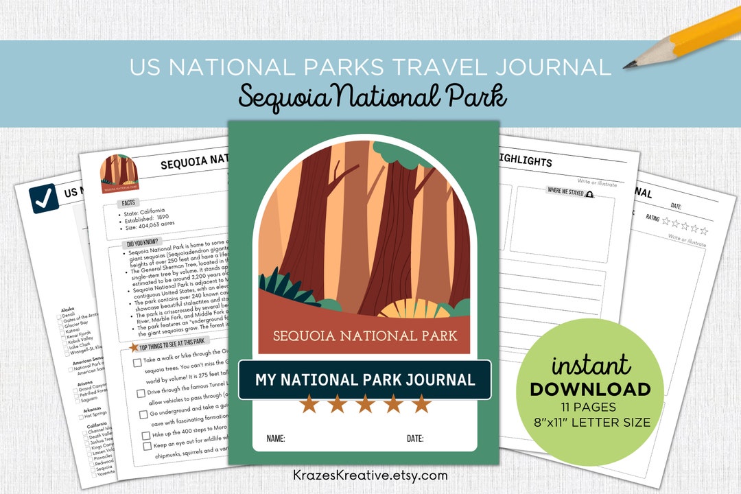 Sequoia National Park Travel Journal Kids Vacation Activity Diary ...