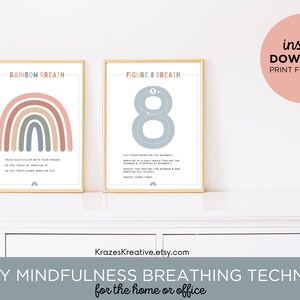 Mindful Breathing Calming Corner Mental Health Posters Playroom Office ...