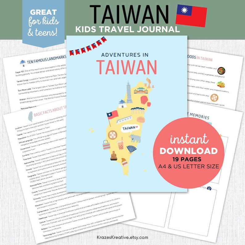 Taiwan Travel Activity Journal for Kids and Teens Vacation Diary ...
