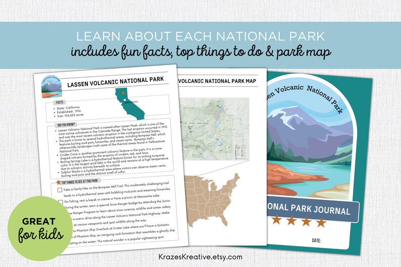 Lassen Volcanic National Park Printable Travel Journal Digital Download ...