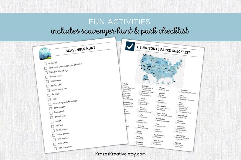 US National Park Travel Journal Kids Vacation Activity Diary Nature ...