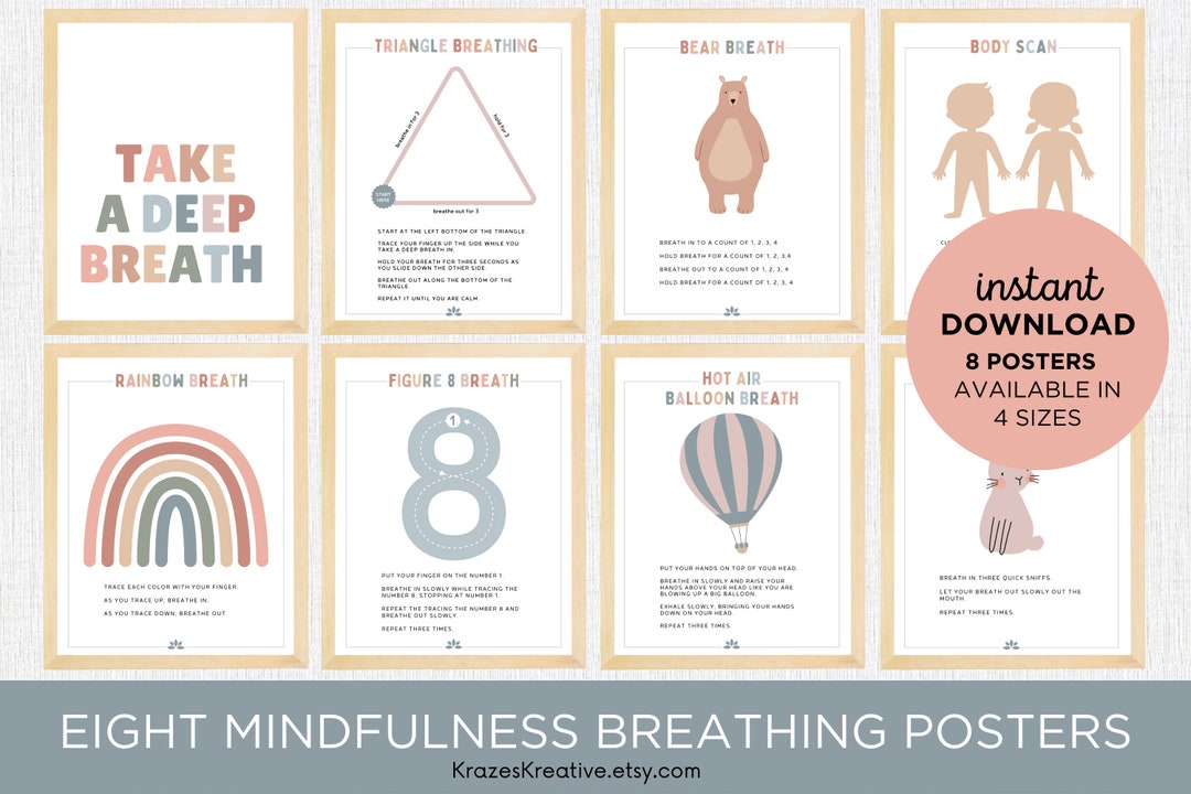 Mindful Breathing Calming Corner Mental Health Posters Playroom Office ...