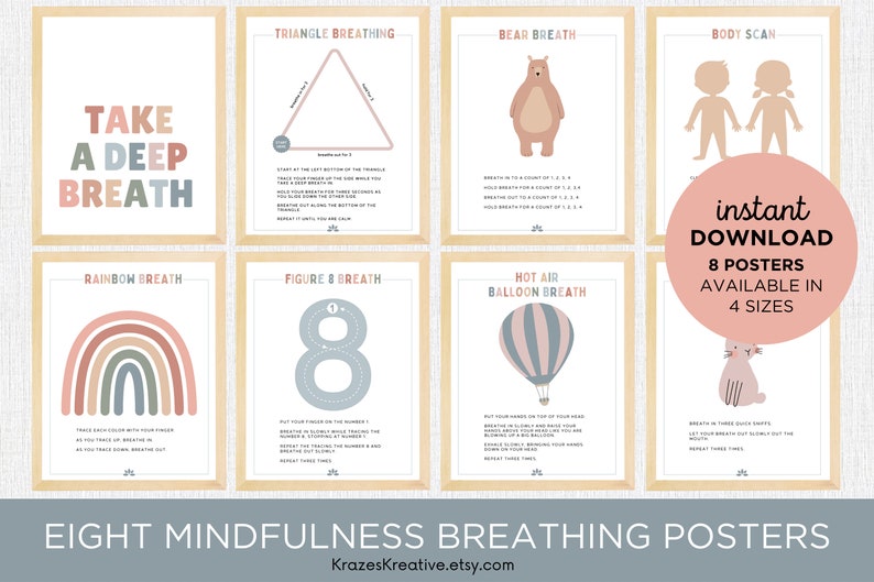 Mindful Breathing Calming Corner Mental Health Posters - Etsy