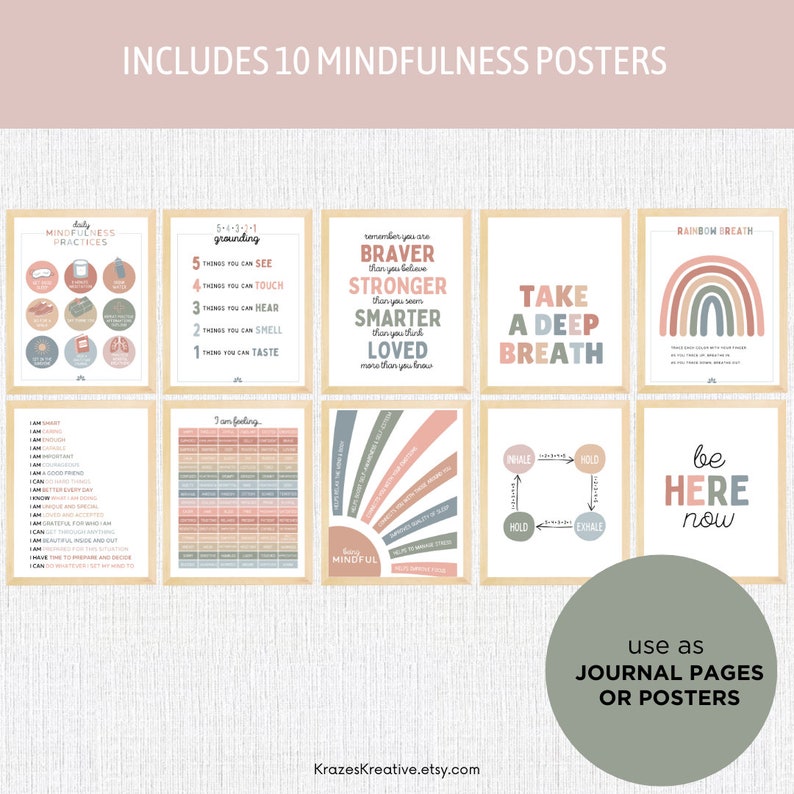 Mindfulness Journal for Kids and Teens Mental Health Journal Printable ...