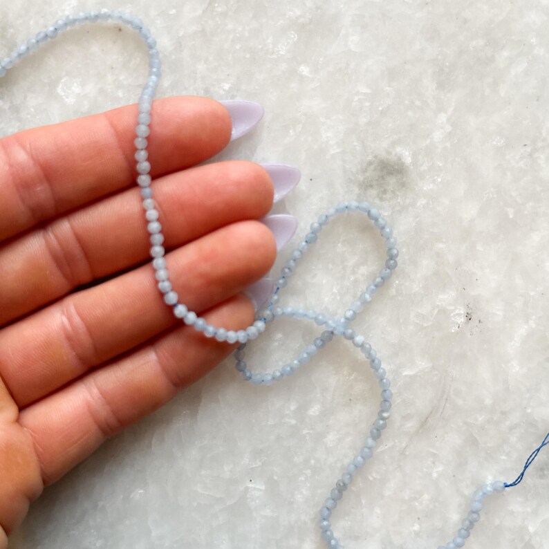 3mm Angelite Micro Faceted Beads - 15" Gemstone Strand - Etsy