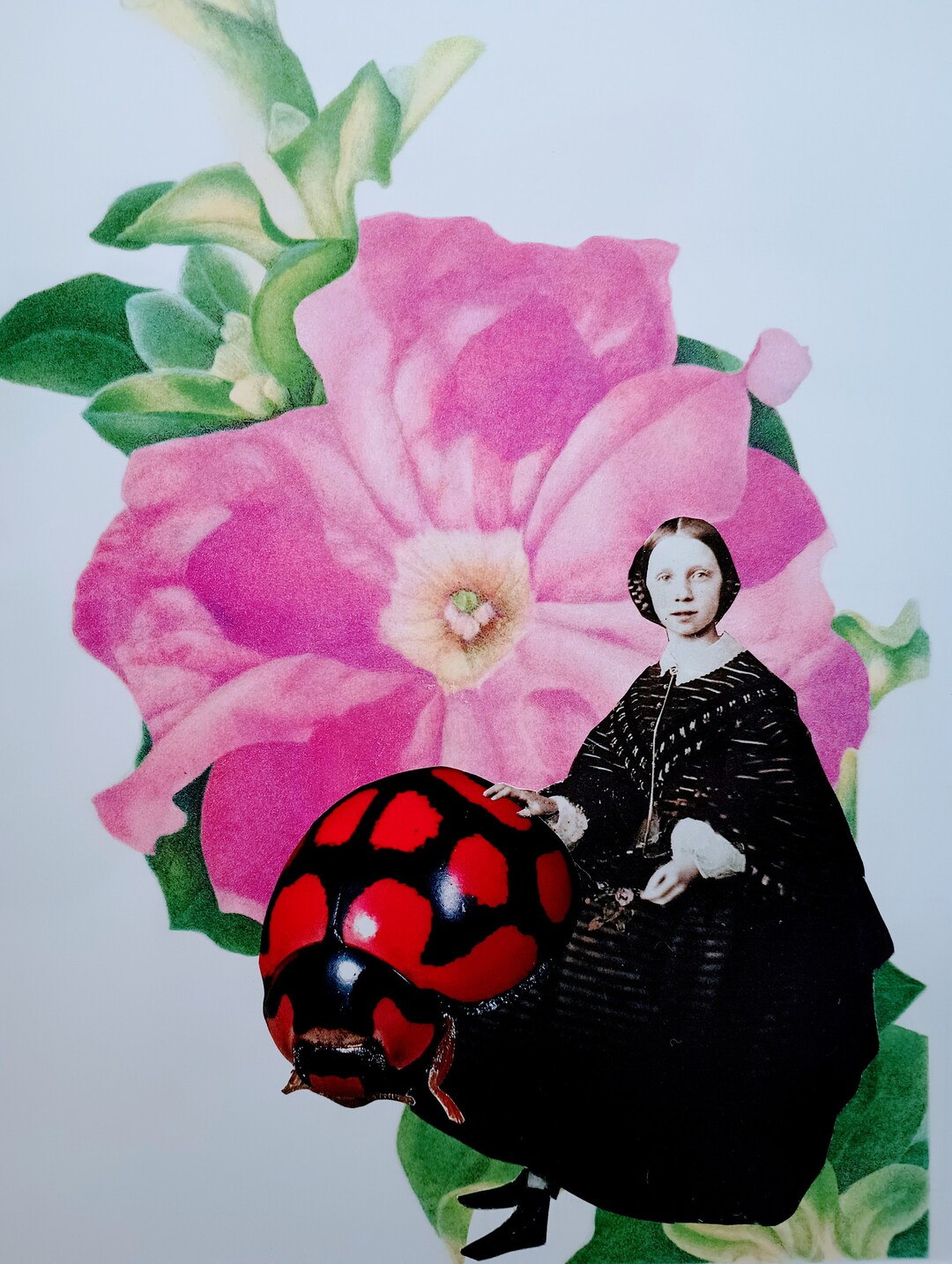 Original Victorian Era Ladybug Collage Art Mat Included - Etsy