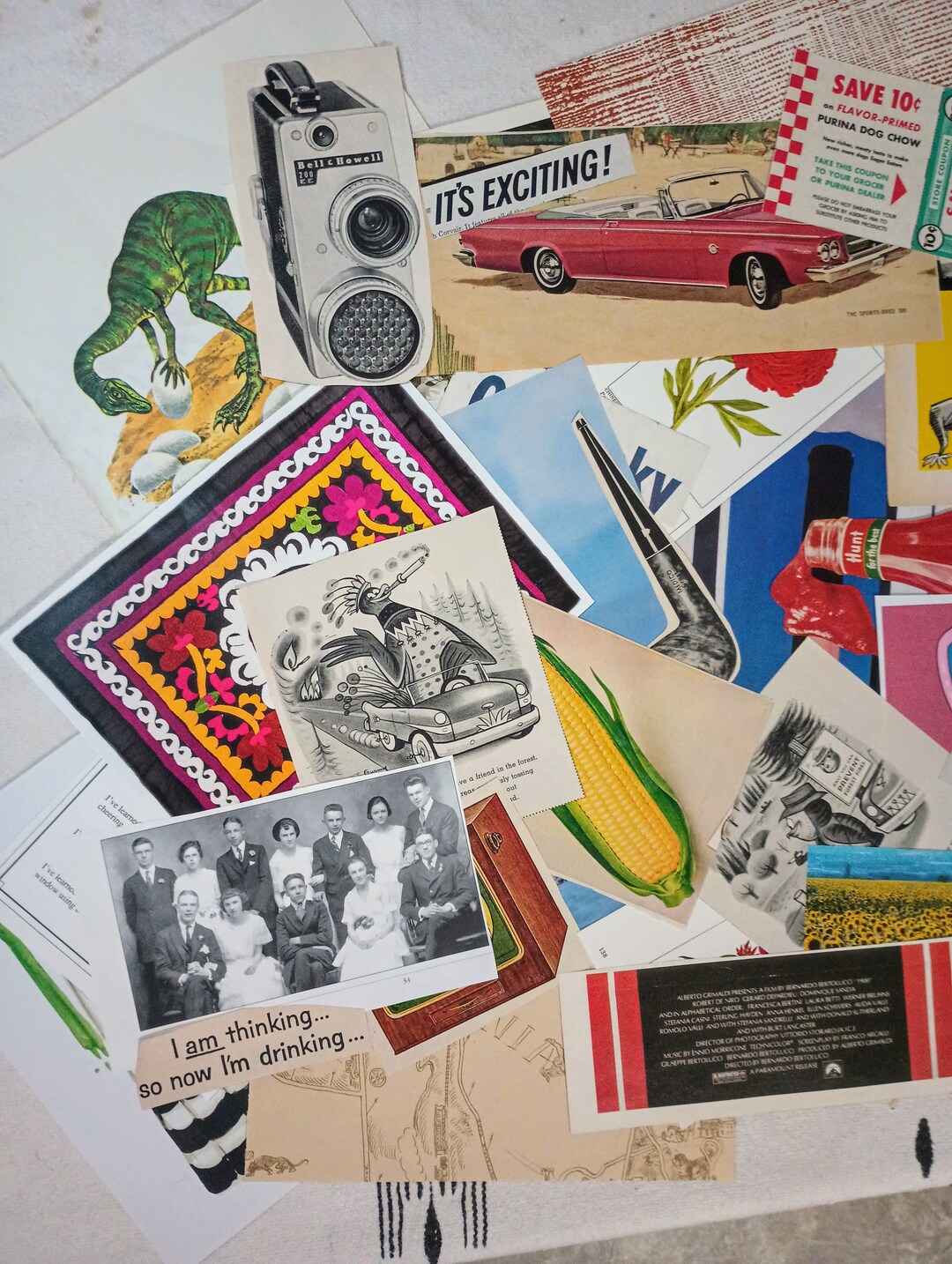 50 Handcut Collage Kit, Random Pieces of Vintage Paper, Collage Making ...
