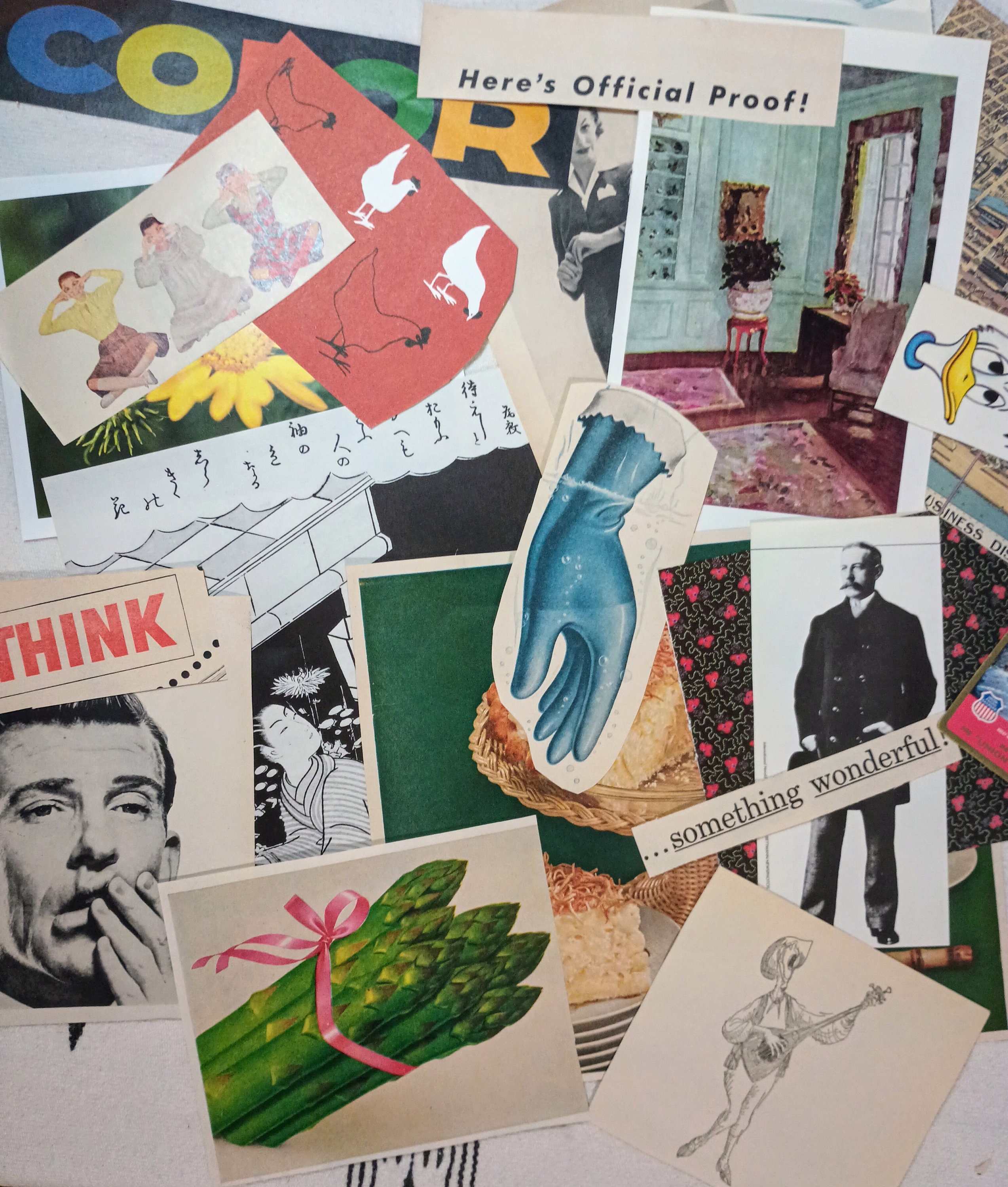 50 Handcut Collage Kit, Random Pieces of Vintage Paper, Collage Making ...