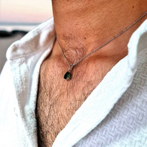 Men's Emerald Minimalist Necklace - Custom Personalized Stainless Steel ...