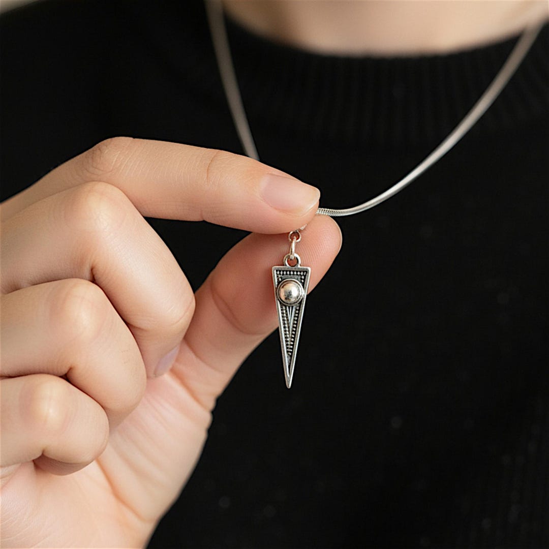 Mens Punk-style Gothic Triangle Pendant Necklace, Stainless Minimalist ...