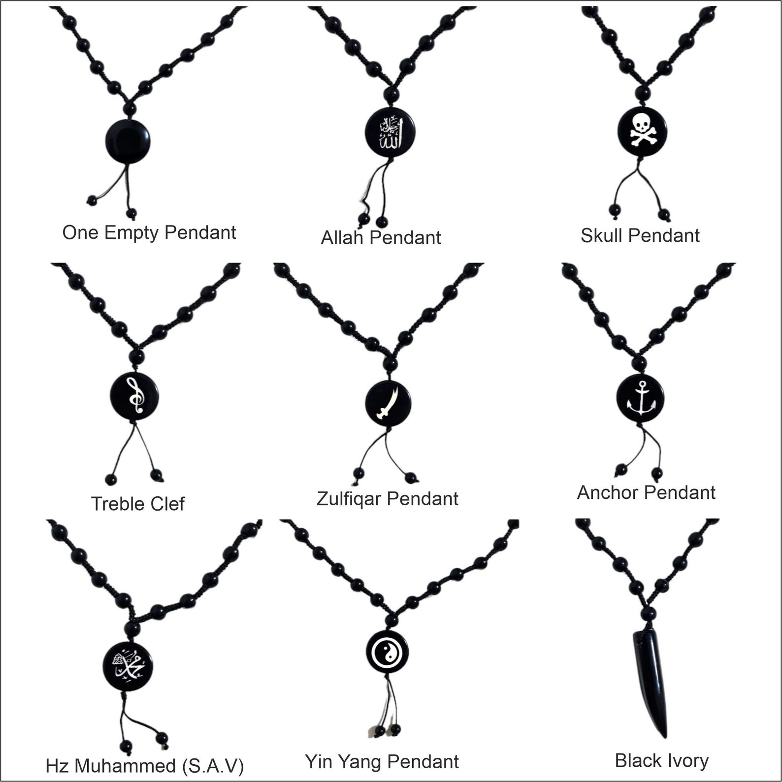 Custom Pendant, Zulfiqar Sword, Sailors Anchor, Treble Clef, Skull, Tai ...