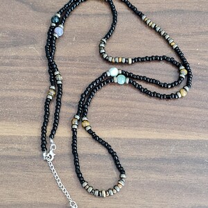 Elegant Layered Mens Natural Stone Necklace, Mens Long Necklace, Jade ...