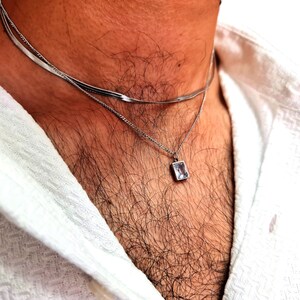 Mens Minimalist Crystal Necklace Multi Layered Chain Jewelry - Etsy