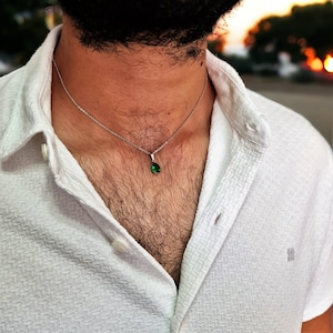 Men's Emerald Minimalist Necklace - Custom Personalized Stainless Steel ...