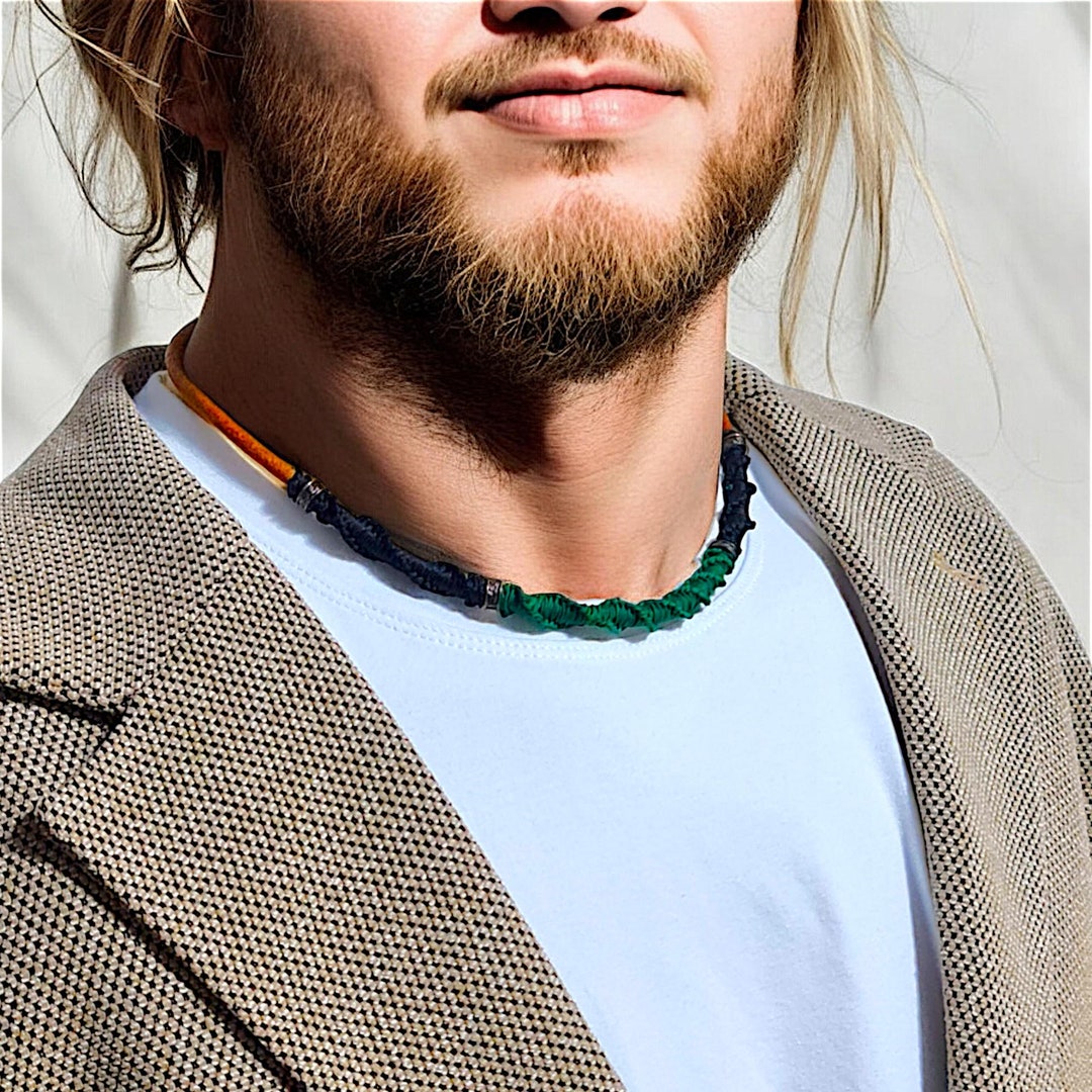 Men's Leather Ethnic Choker | Surfer Tribal Necklace | Urban Hippie ...