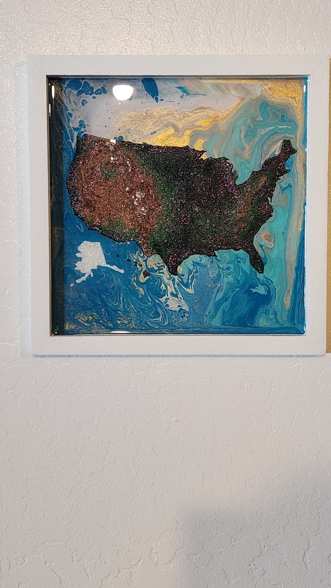 3D Geographic Paint Pour United States - Etsy