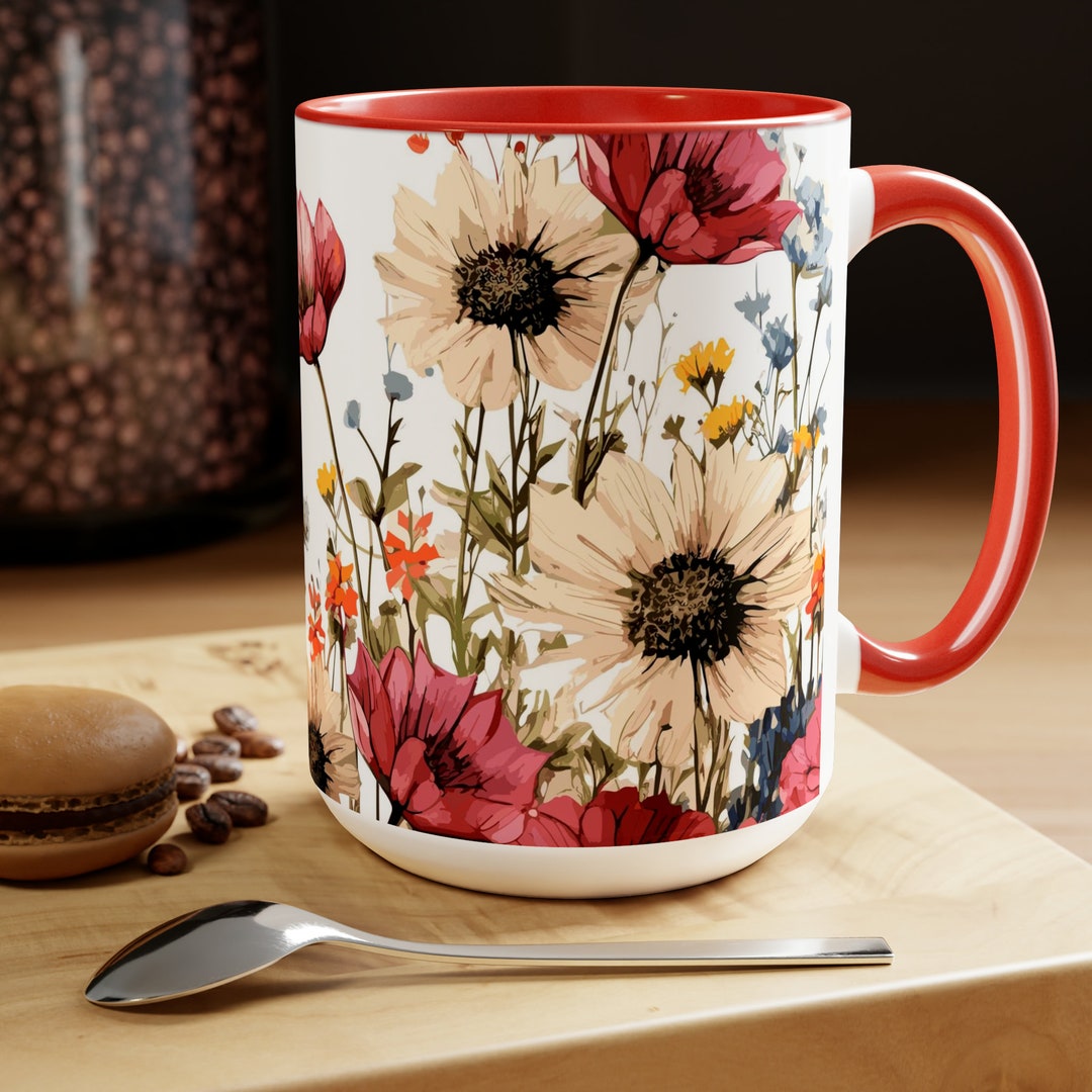 Boho Wildflowers Mug, Cottagecore Coffee Mug, Flowers Mug, Floral Mug ...