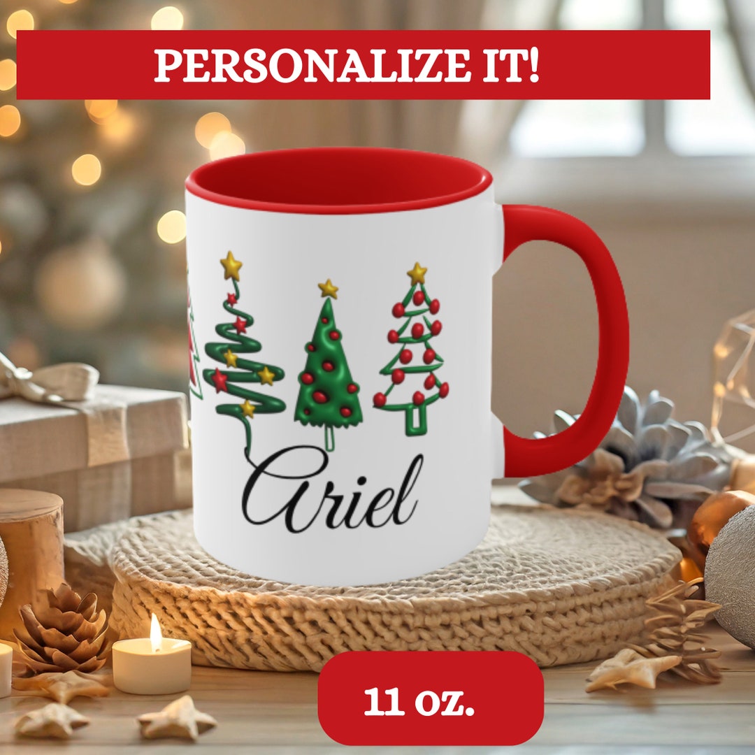 Personalized Christmas Coffee Mug, Custom Holiday Tree Mug - Etsy