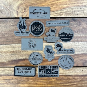 Laser Engraved Leatherette Patches With Heat Activated Adhesive Custom Leatherette Patches ...