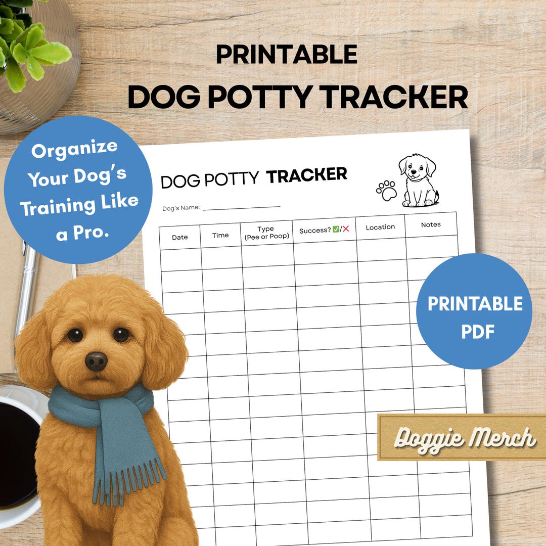 Printable Dog Potty Tracker Sheet, Instant Download, 8.5x11 PDF - Dog ...