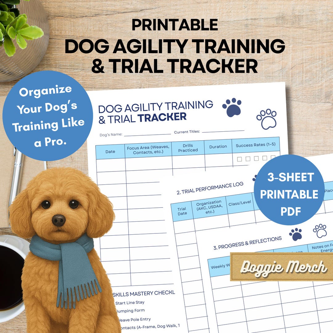 Printable Dog Agility Training & Trial Tracker Sheet, Instant Download ...