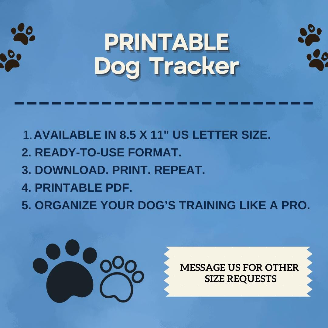 Printable Dog Potty Tracker Sheet, Instant Download, 8.5x11 PDF - Dog ...