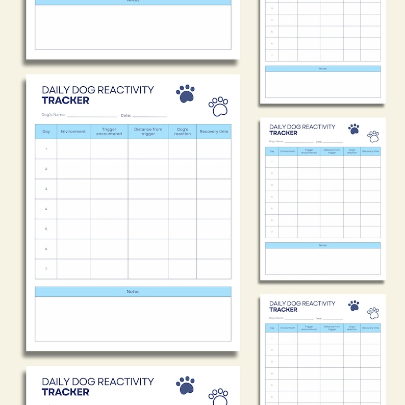 Dog Reactivity Tracker: Daily Training Planner (8.5x11 PDF) - Etsy
