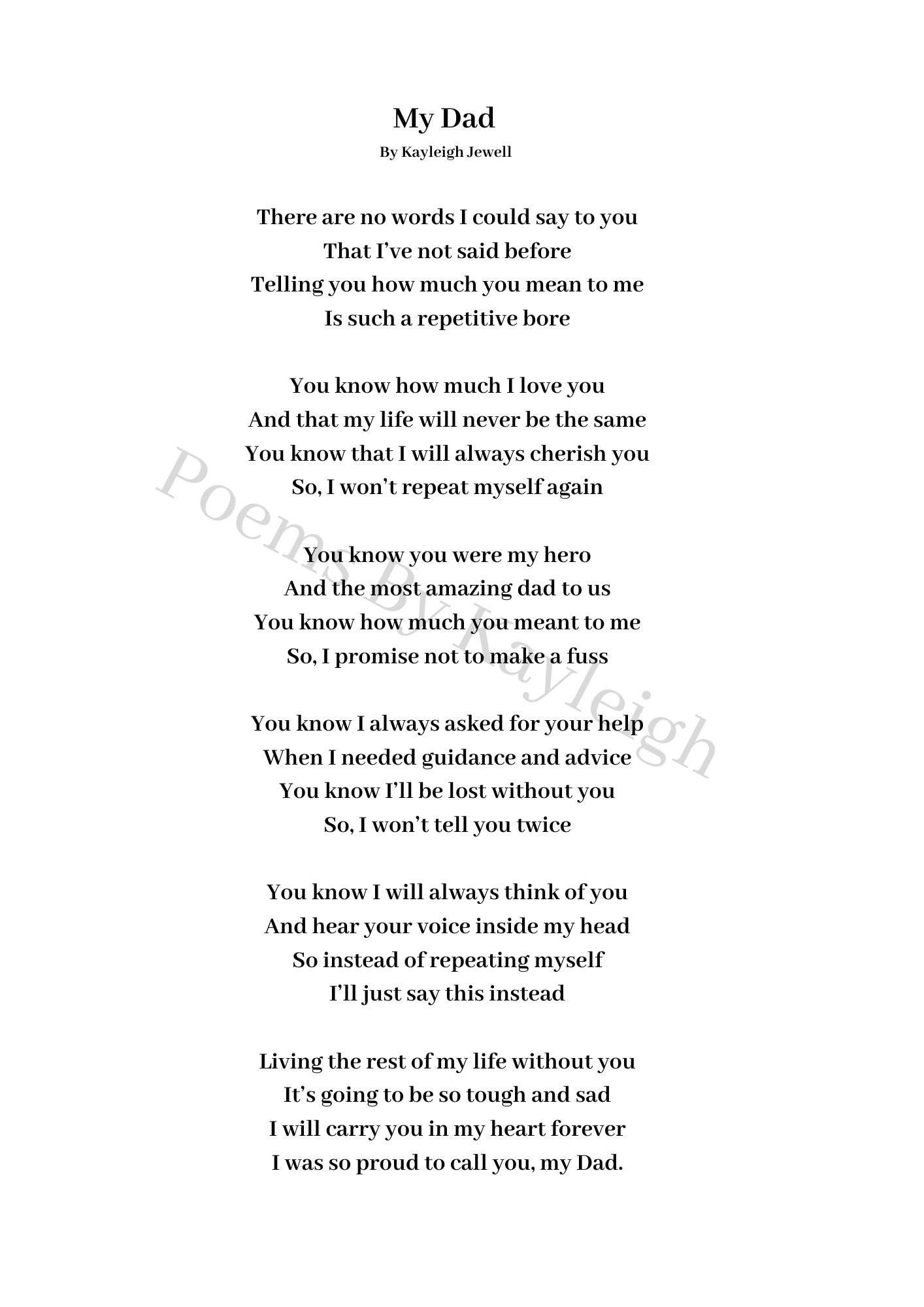 Dad Funeral Poem - Digital Download - Etsy