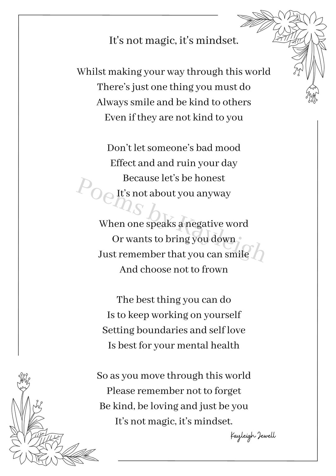 Mindset Poem digital Download - Etsy