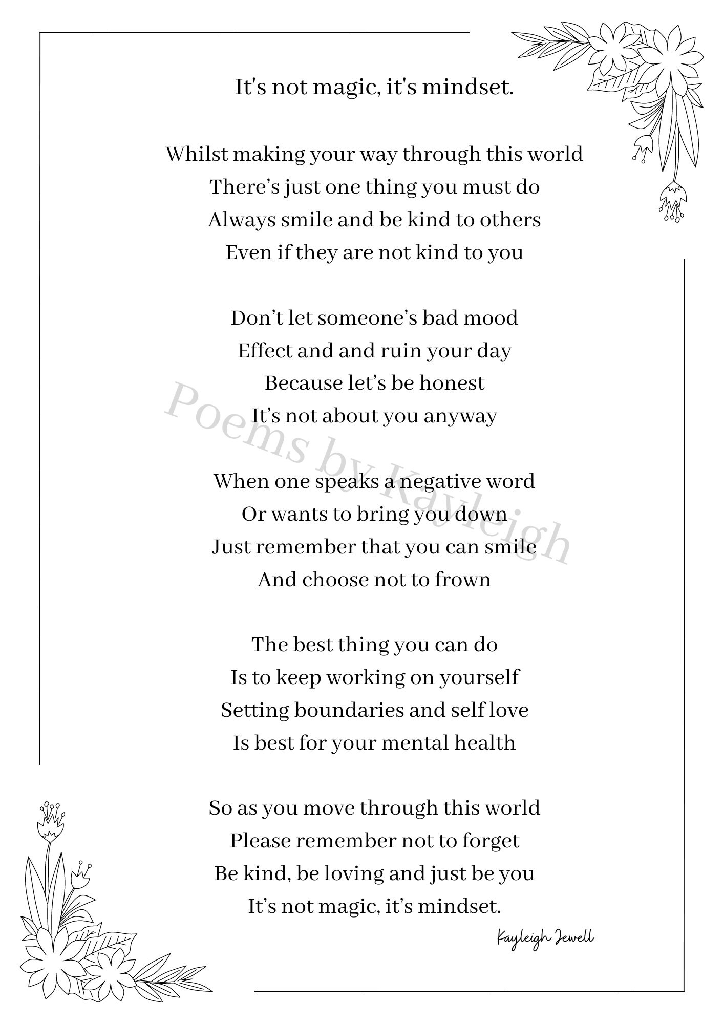 Mindset Poem digital Download - Etsy