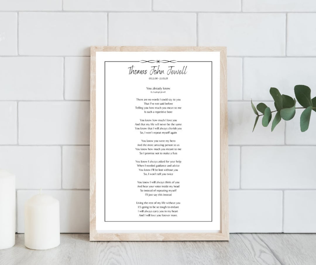 Personalised Poem 'you Already Know' - Digital Download - Etsy