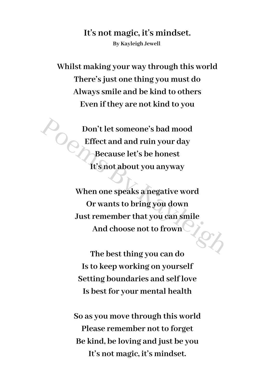 Mindset Poem Print - Etsy