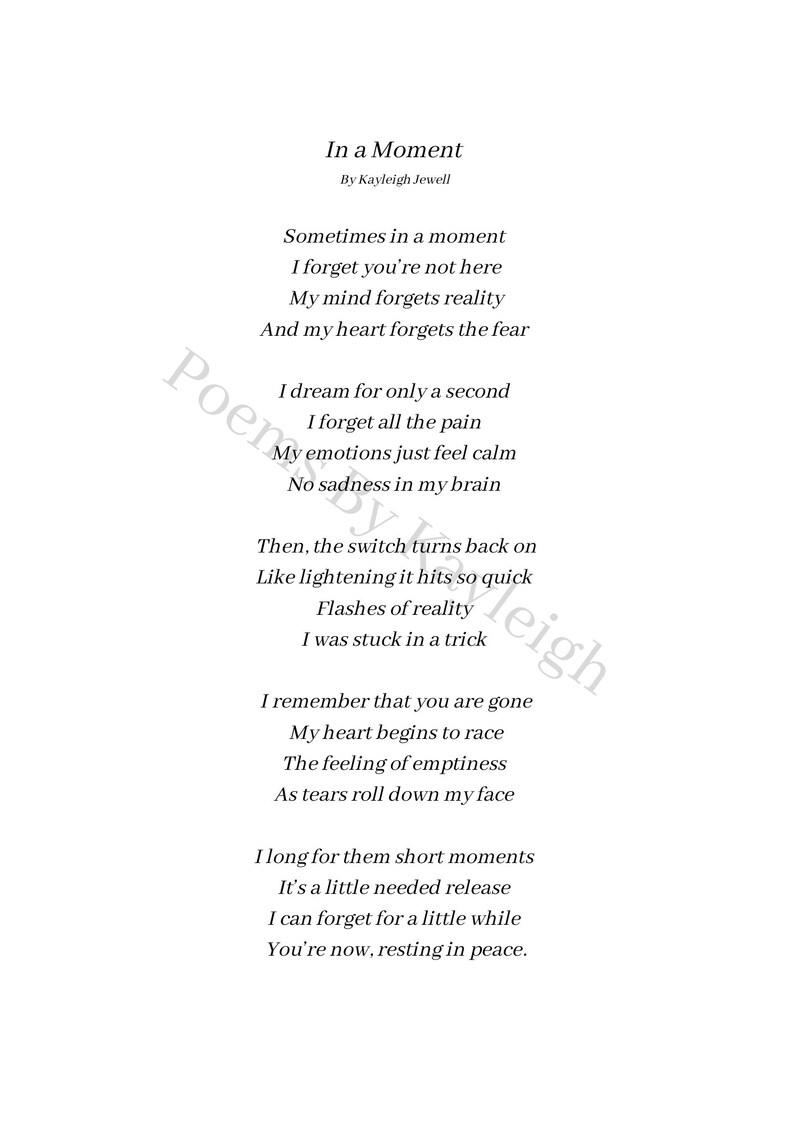 In a Moment Poem - Digital Download - Etsy
