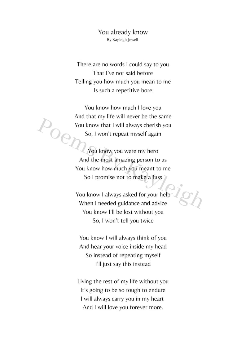 You Already Know Poem - Digital Download - Etsy