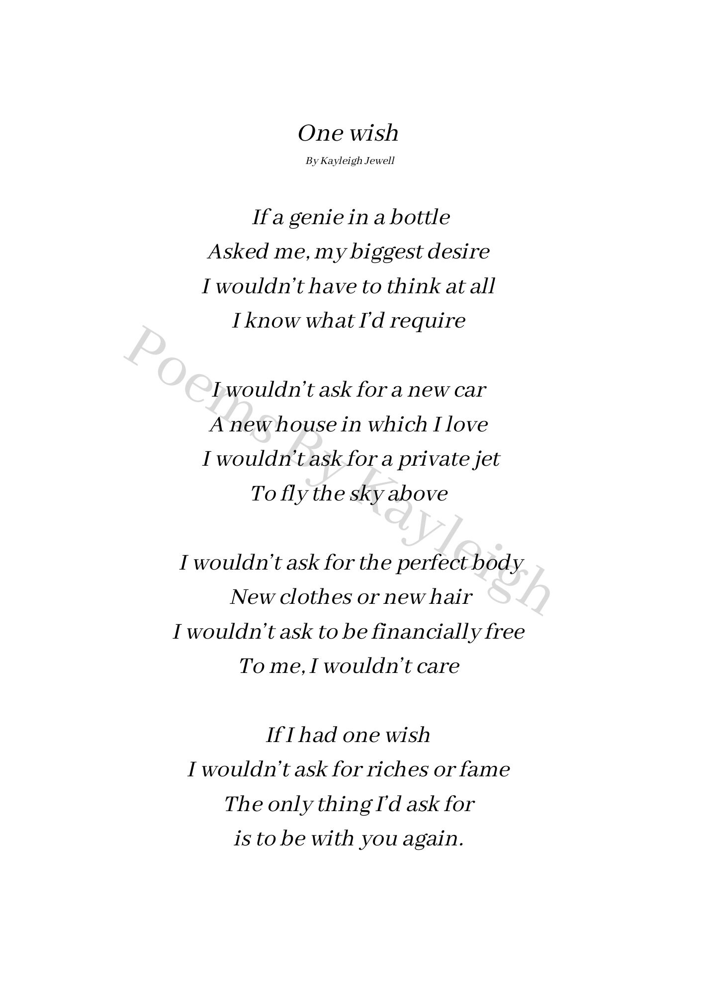 One Wish. Poem - Digital Download - Etsy