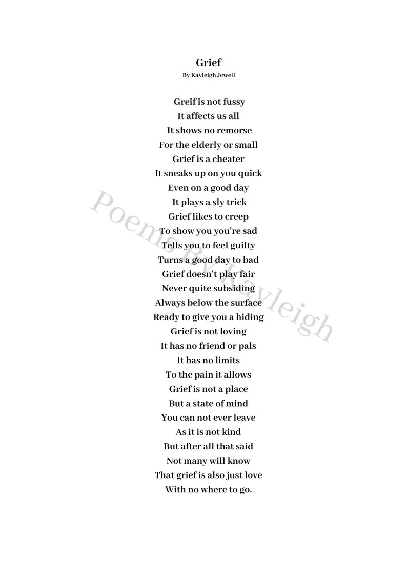 Grief Poem - Digital Download - Etsy