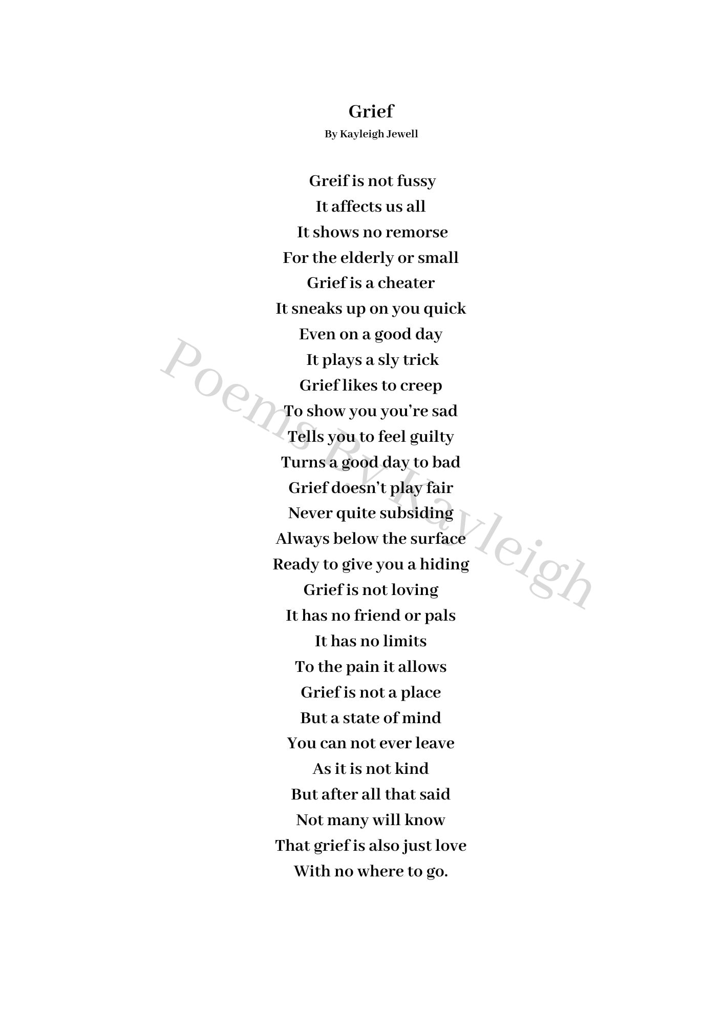 Grief Poem - Digital Download - Etsy