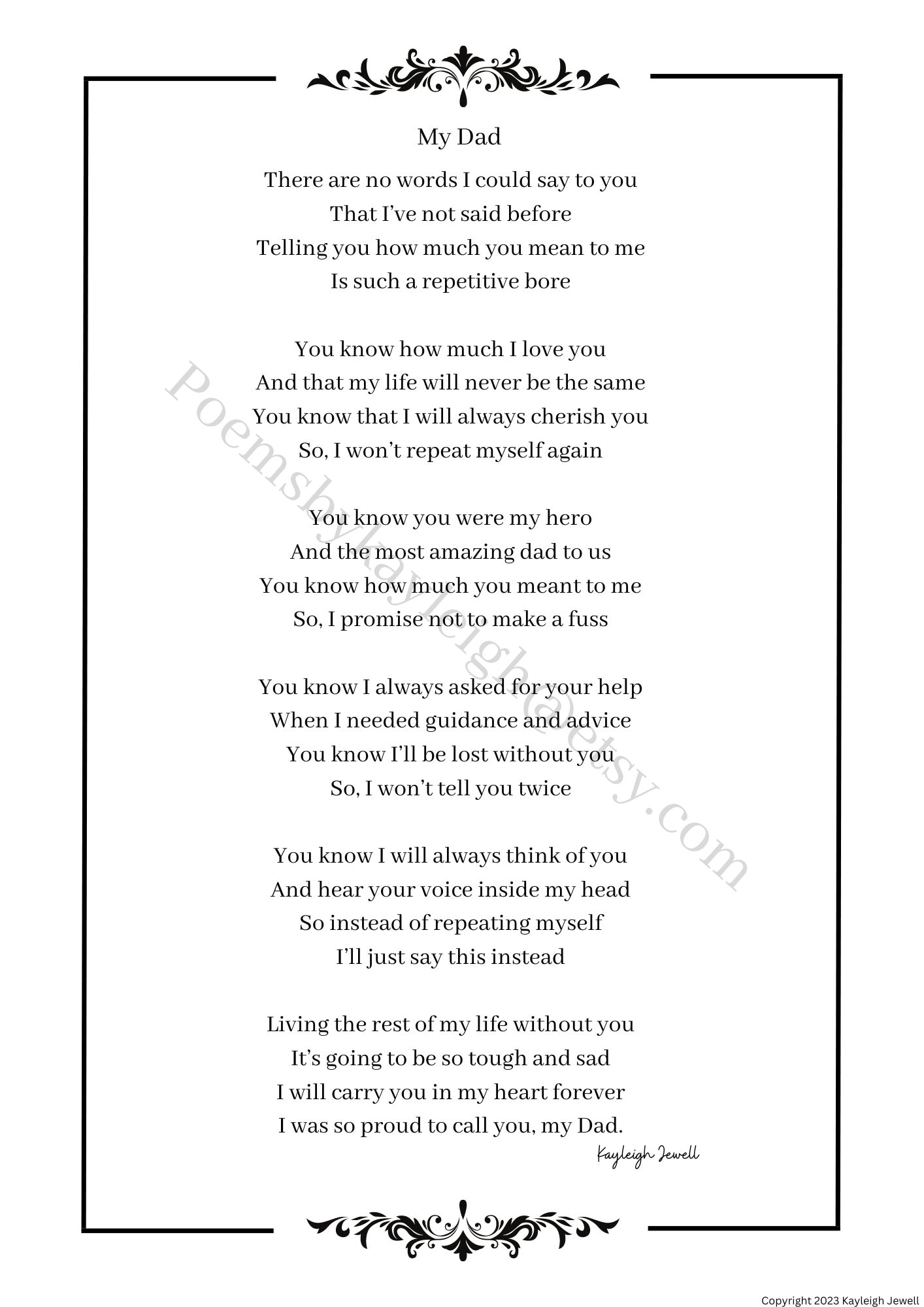 Poem My Dad Is Amazing