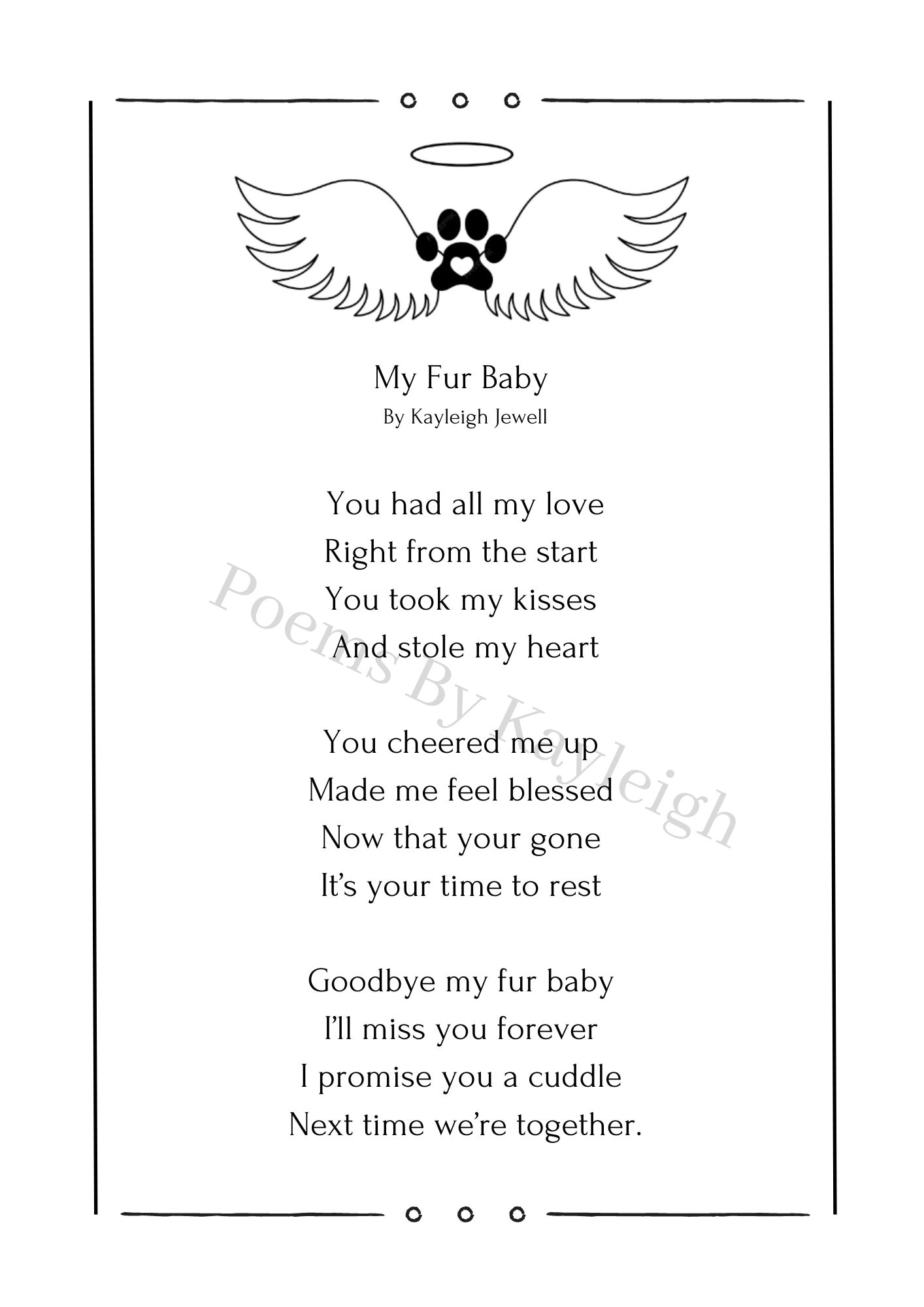 My Fur Baby Poem Digital Download - Etsy