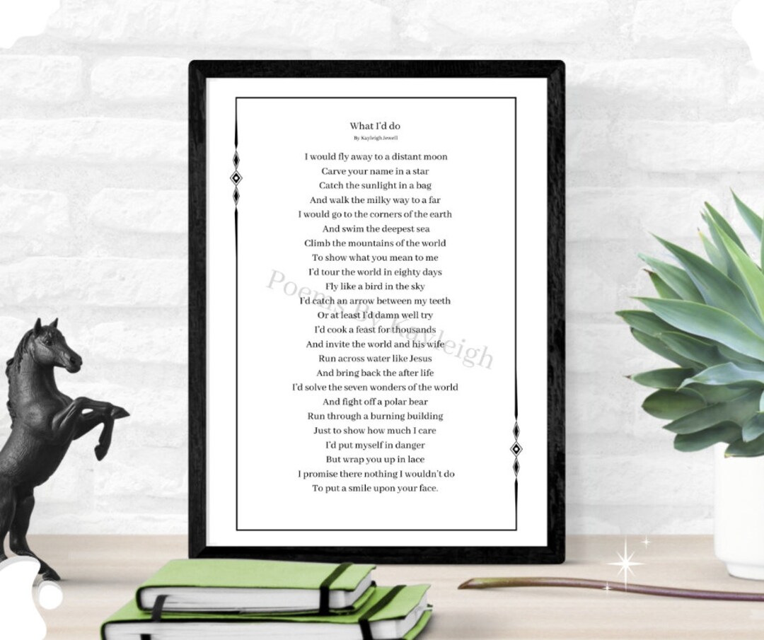 What I'd Do Poem - Digital Download - Etsy