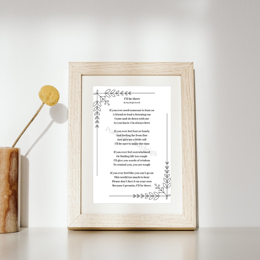 Friend Poem - 'i'll Be There'. - Digital Download - Etsy