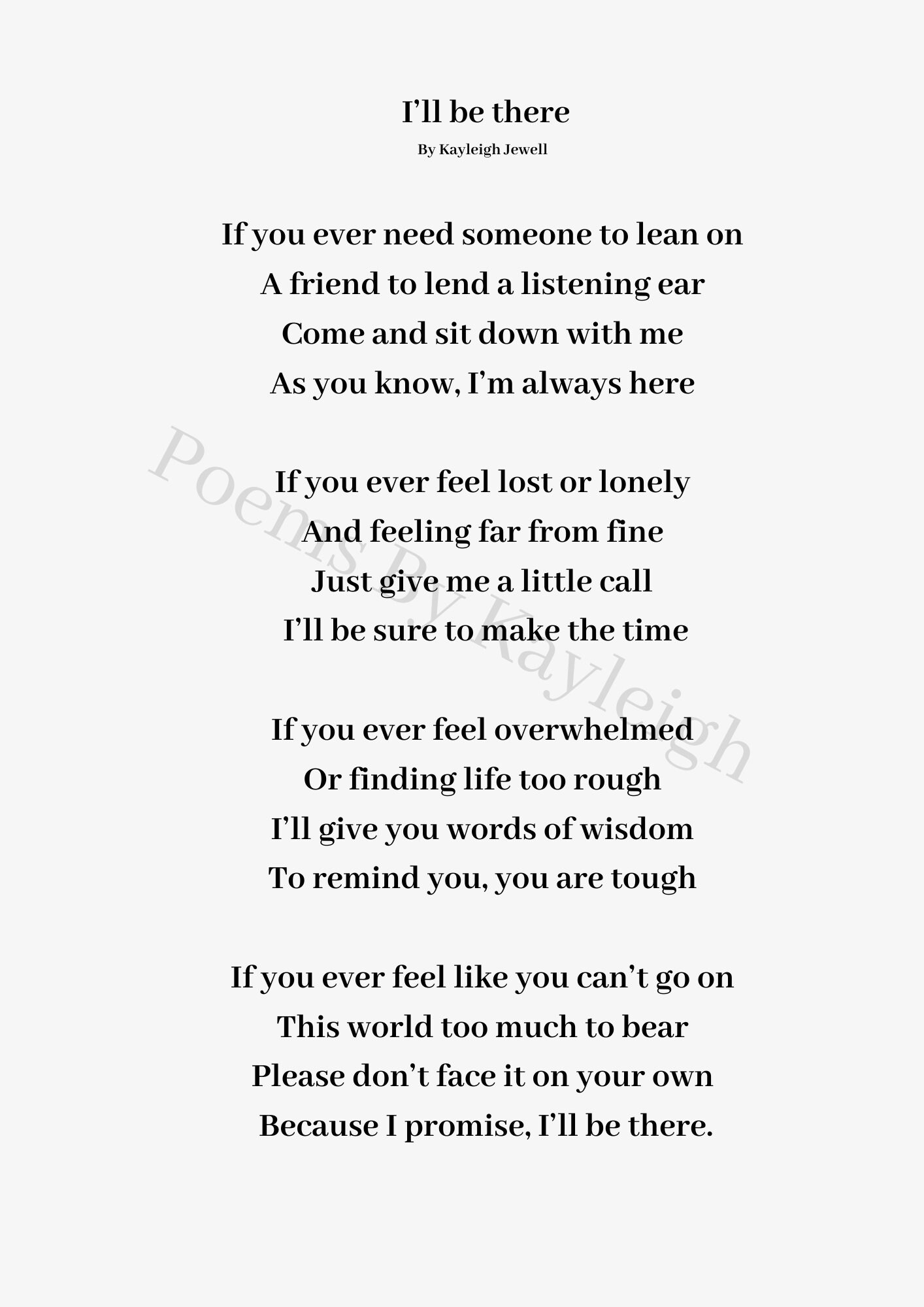 Friend Poem - 'i'll Be There'. - Digital Download - Etsy