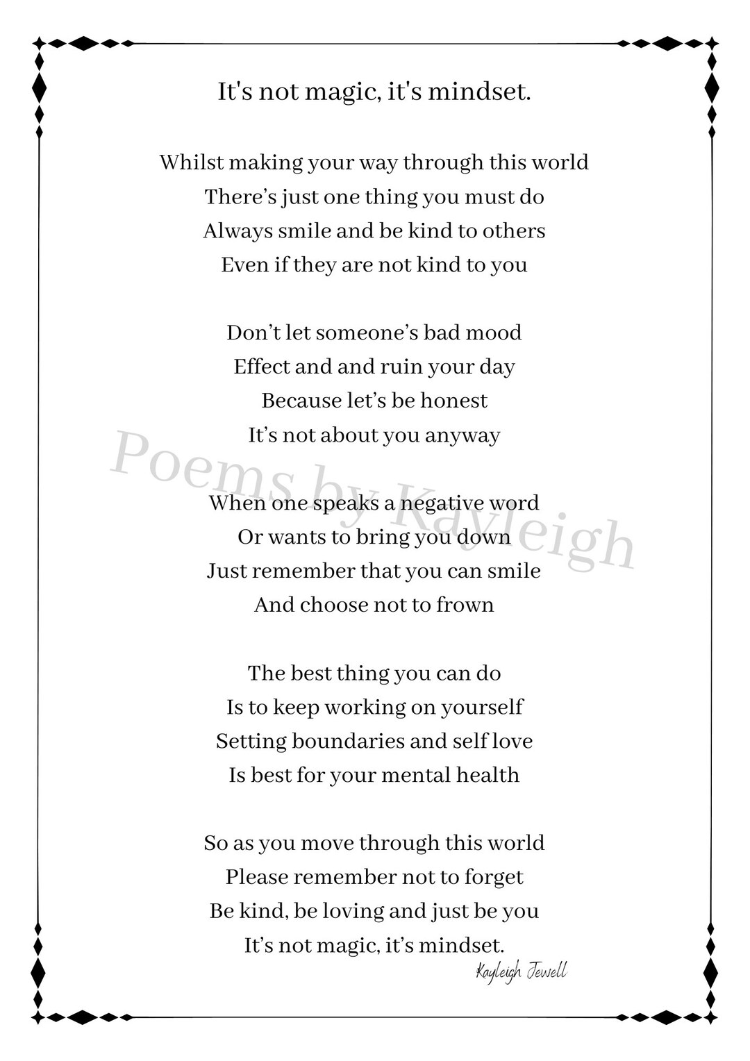 Mindset Poem digital Download - Etsy