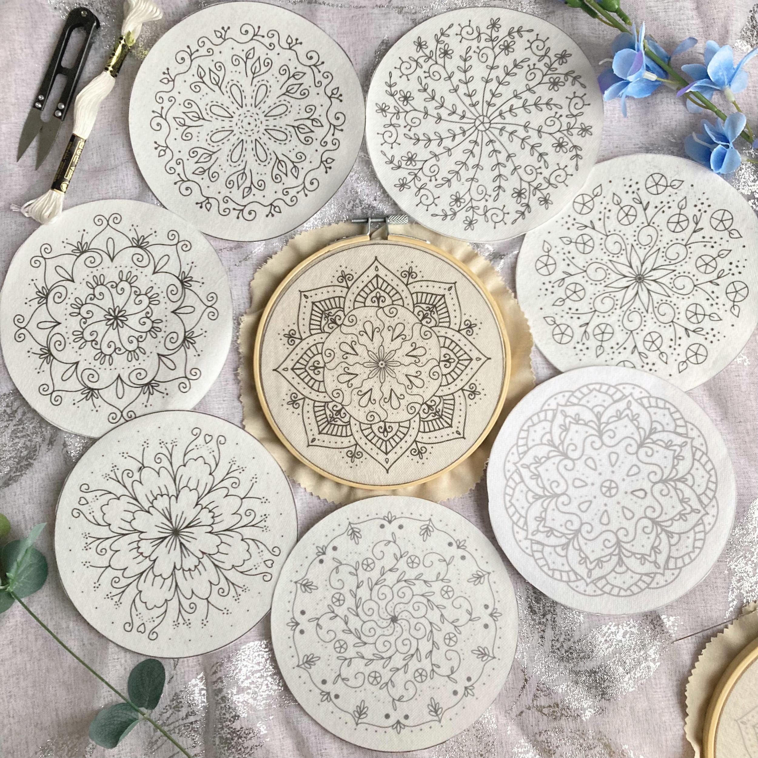 Bundle of 8 Printable Stick and Stitch Mandala - PDF Designs for ...