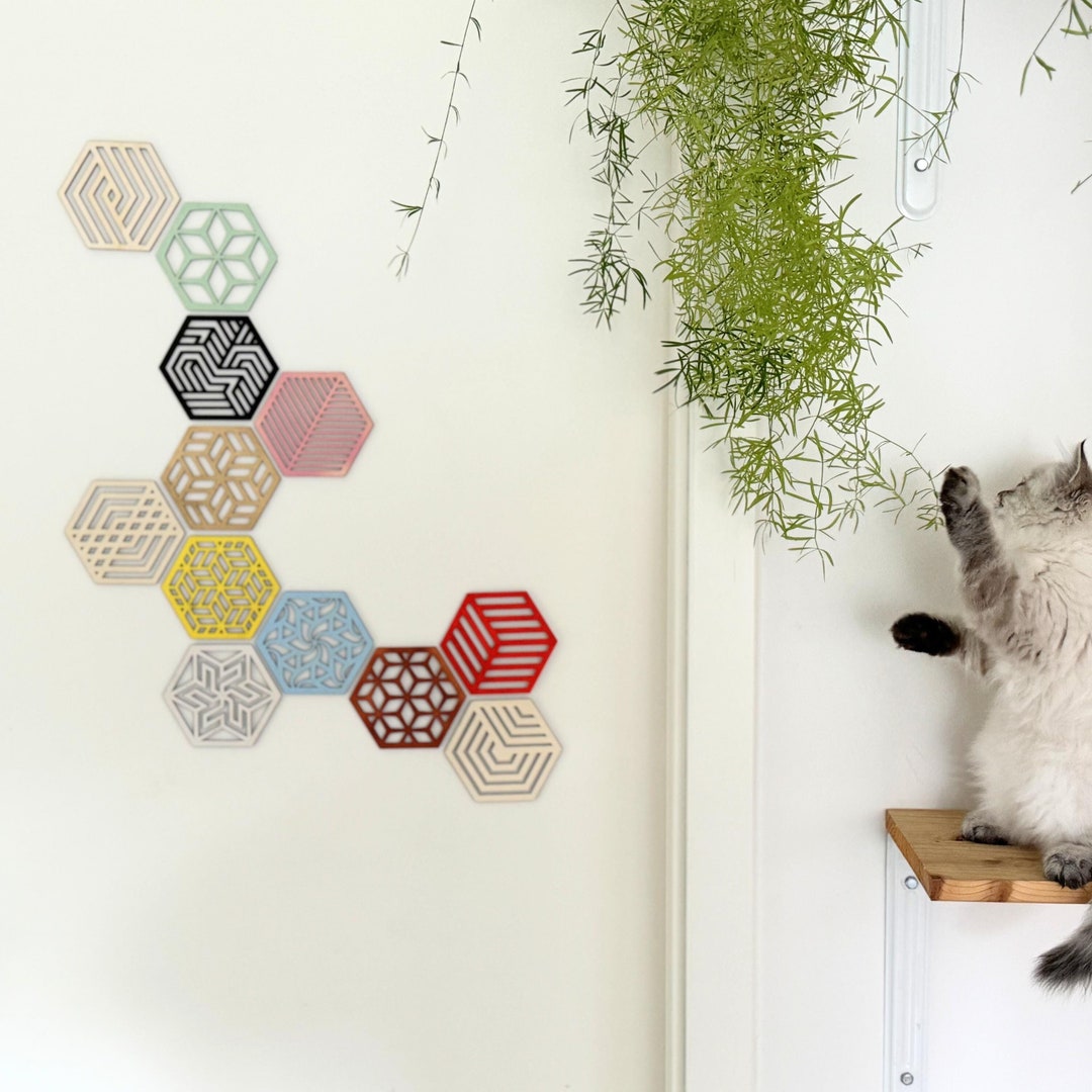 Panneau mural hexagonal art géométrique Tenture murale en nid dabeille ...