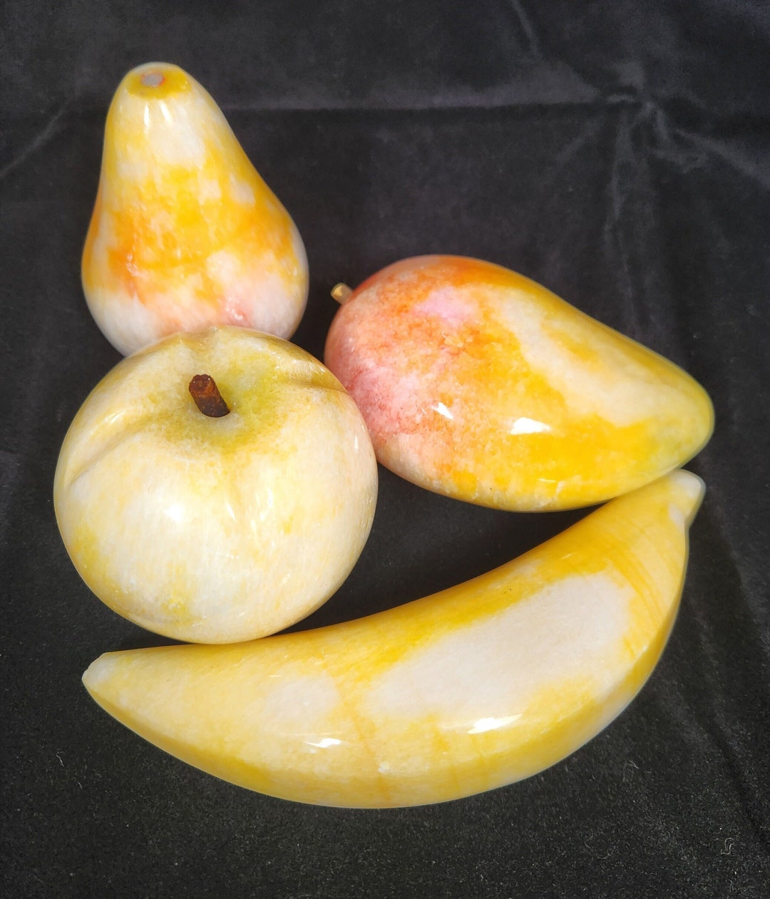 Vintage Onyx Tellez Hand Carved Stone Fruit - Etsy UK