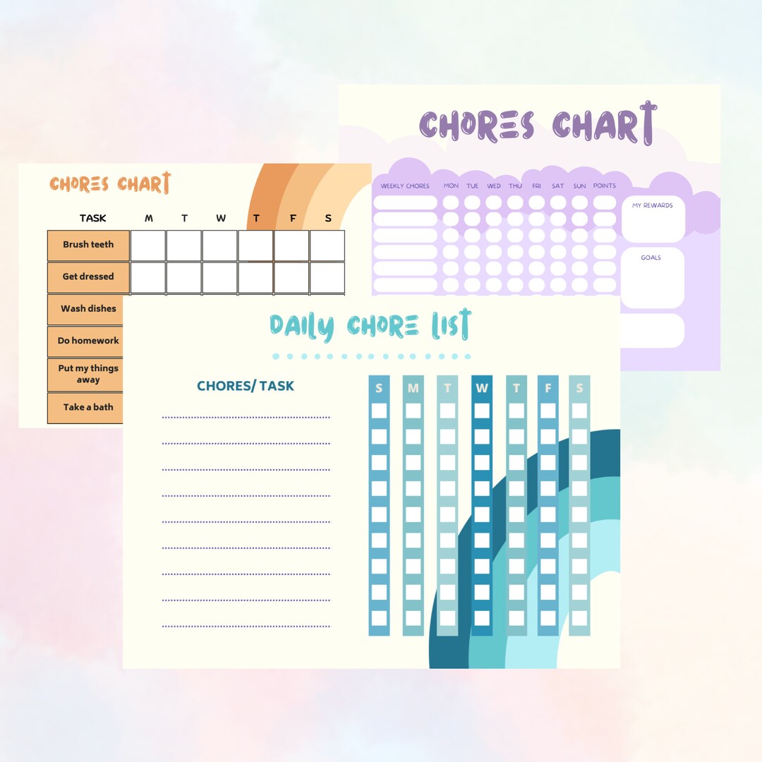 Editable Chore and Responsibilities Chart, Kids Teens Weekly & Daily ...